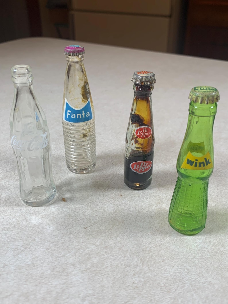Set of 4 Miniature Glass Soda Bottles - Etsy