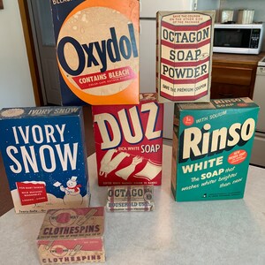 Five Unopened Boxes of Vintage Laundry Soap Plus Clothes Pins and Bar ...