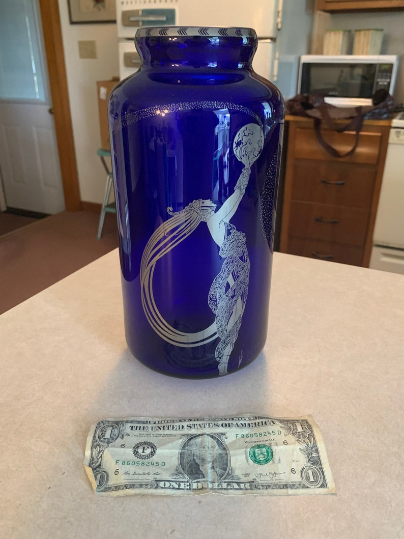 Franklin Mint Cobalt Blue Erte FIREFLIES Vase - Etsy