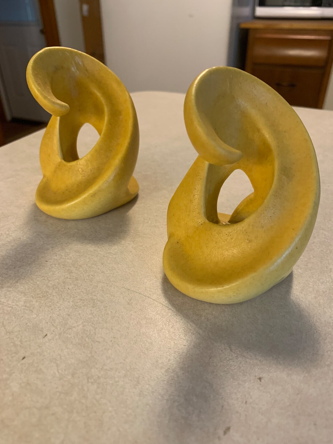 Yellow Swirl Pottery Set of Candlesticks - Etsy