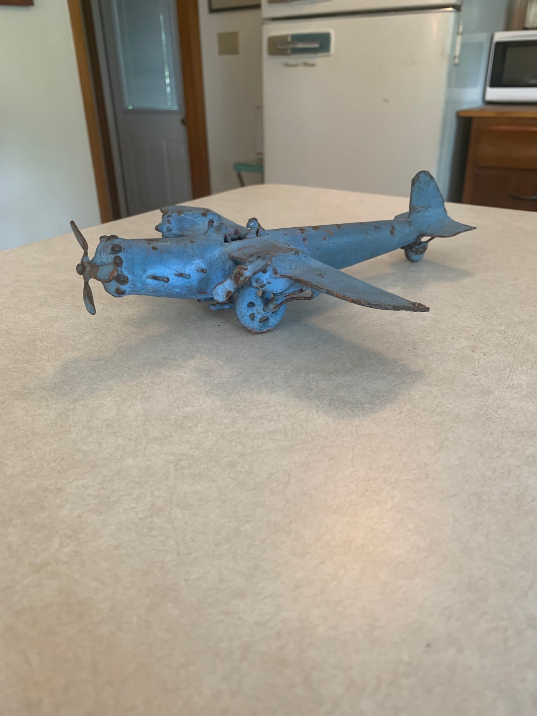 Old Metal Blue Model Airplane Bomber With Pilot - Etsy
