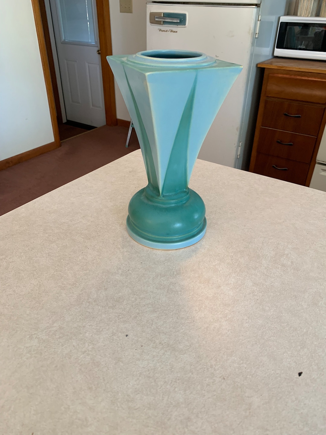 Roseville Futura 1928 Art Deco Blue Green Shooting Star Vase # 392-10 ...