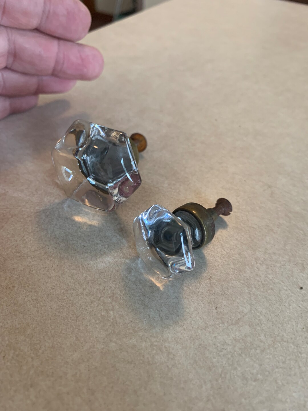 Matched Set of Crystal Clear Glass Knobs - Etsy