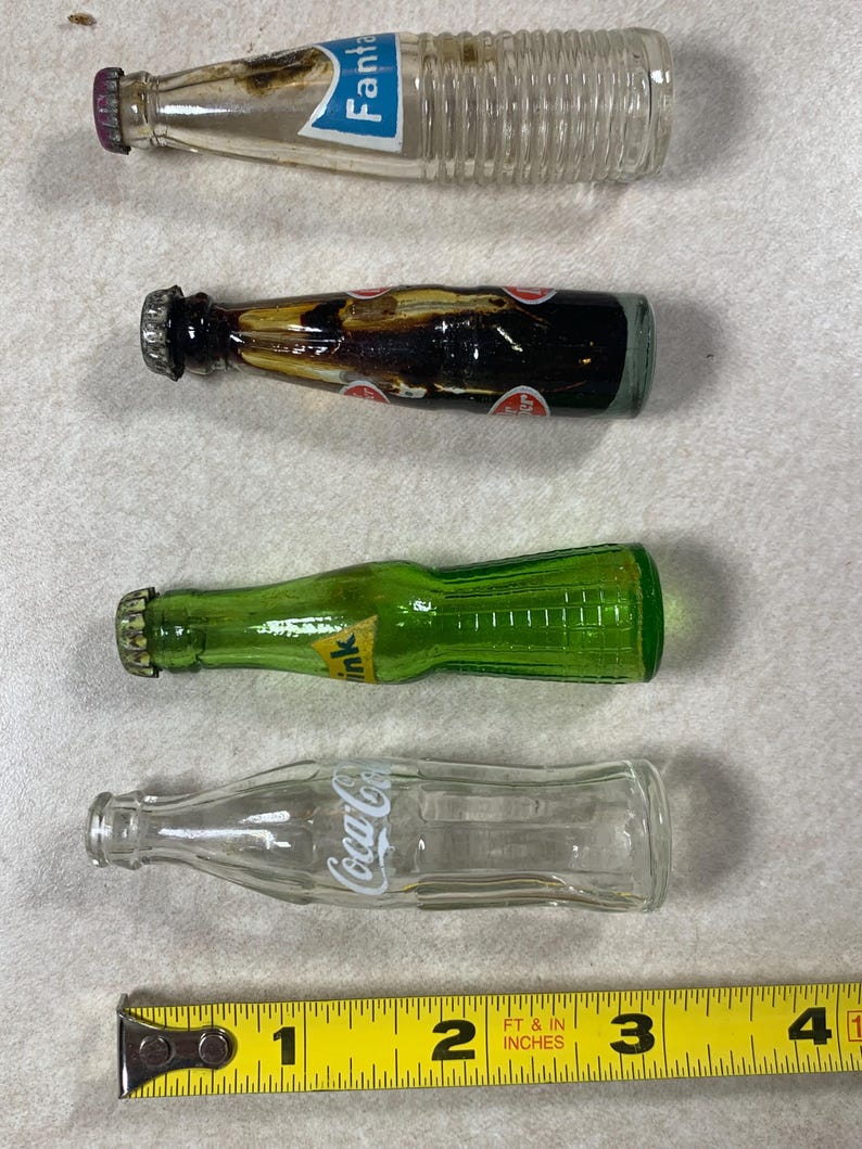 Set of 4 Miniature Glass Soda Bottles - Etsy