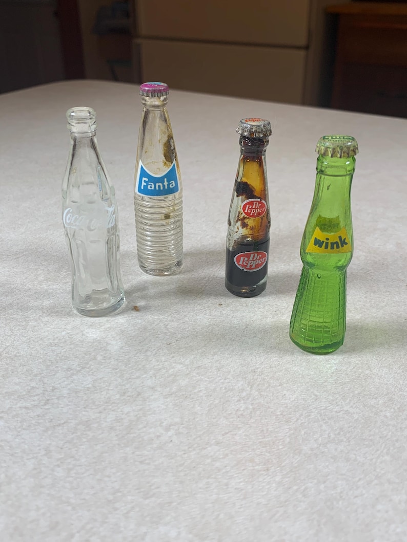 Set of 4 Miniature Glass Soda Bottles - Etsy