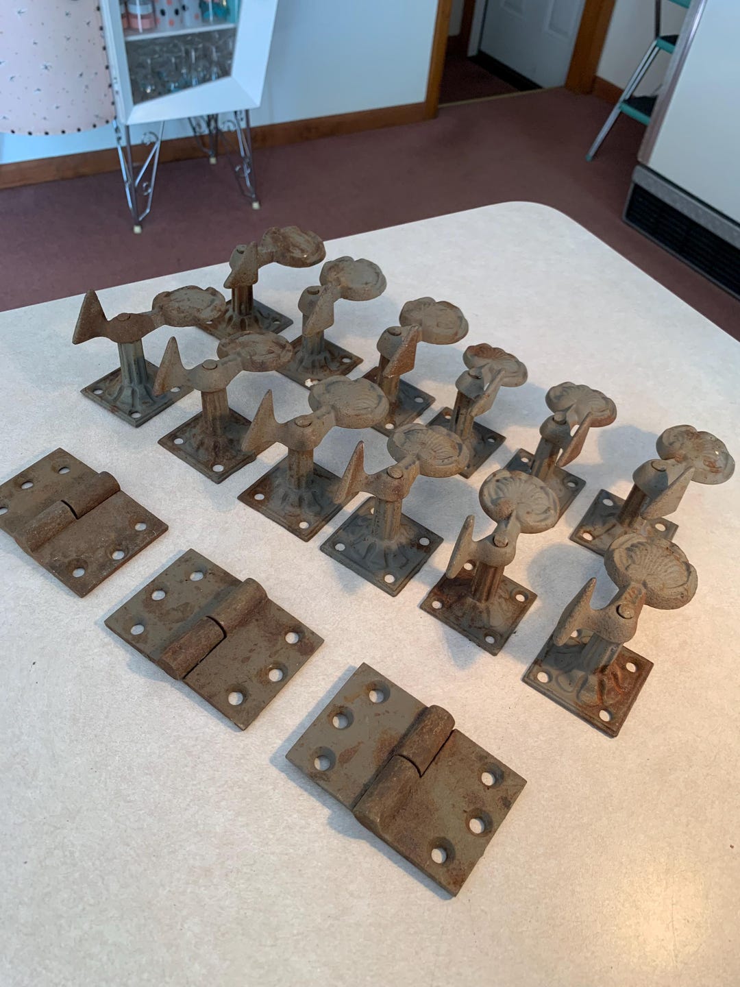 Six Pair of Clam Shell Shutter Dogs and Hinges - Etsy