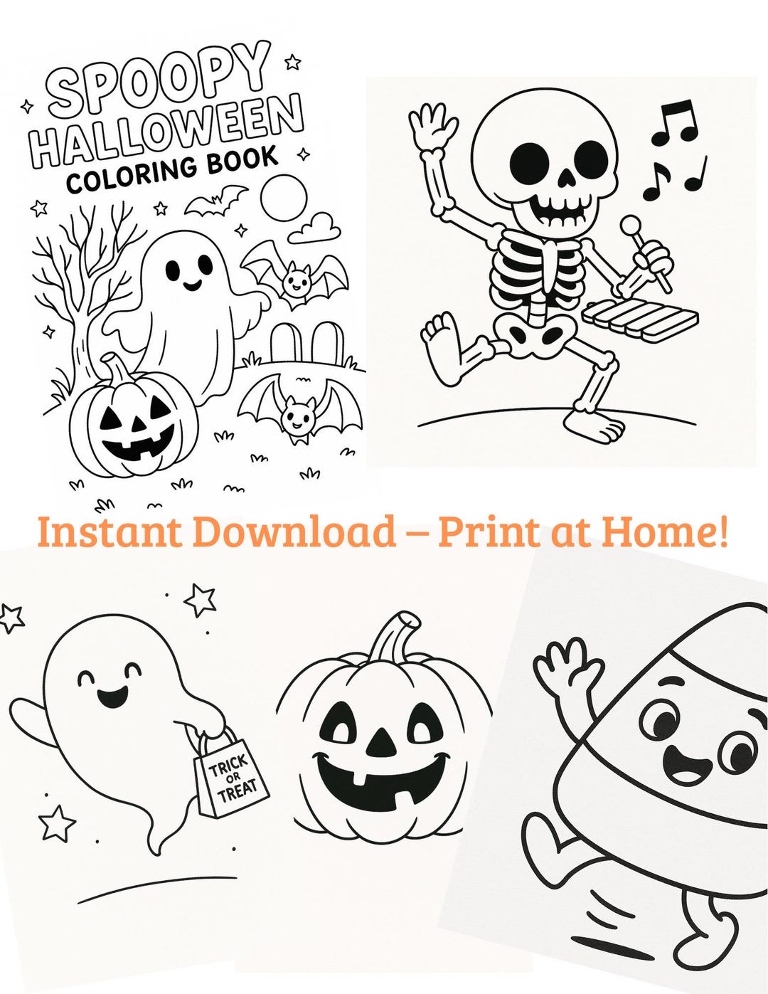 Spoopy Halloween Coloring Book for Kids – Cute & Spooky Fun, Printable ...