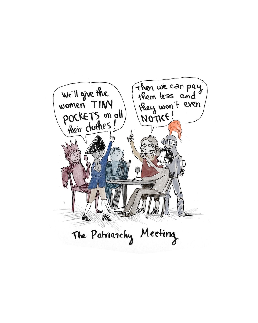 Pocket Patriarchy Meeting Comic Art Print, Original Artwork Cartoon ...