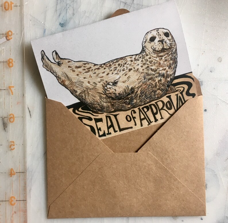 Seal of Approval Handmade Greeting Card Blank Card With - Etsy