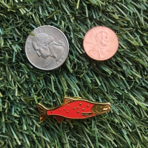 Sockeye Salmon Pin, Hard Enamel Lapel Pin With Gold Metal Butterfly ...