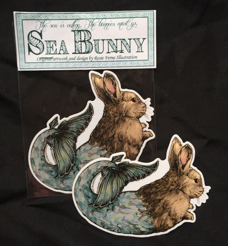 Sea Bunny Vinyl Sticker - Bunny Decal, Rabbit Decal, Easter Decal ...