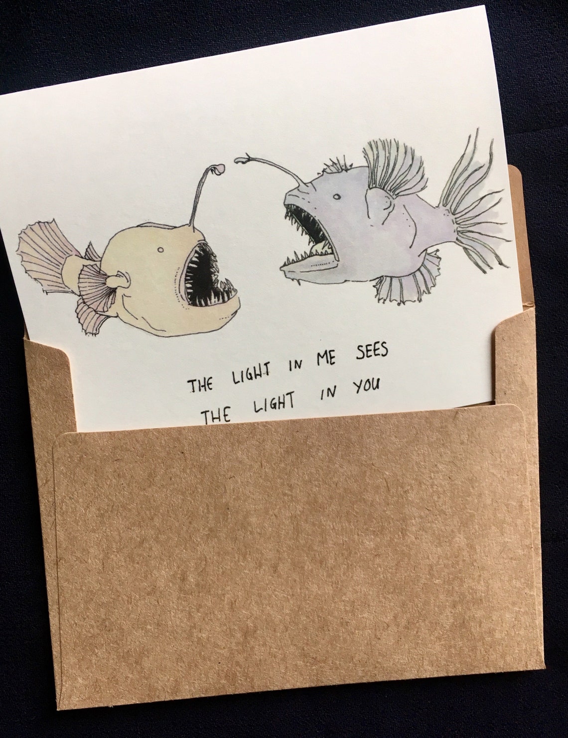 Angler Fish Card "the Light in Me Sees the Light in You" Namaste Yoga ...