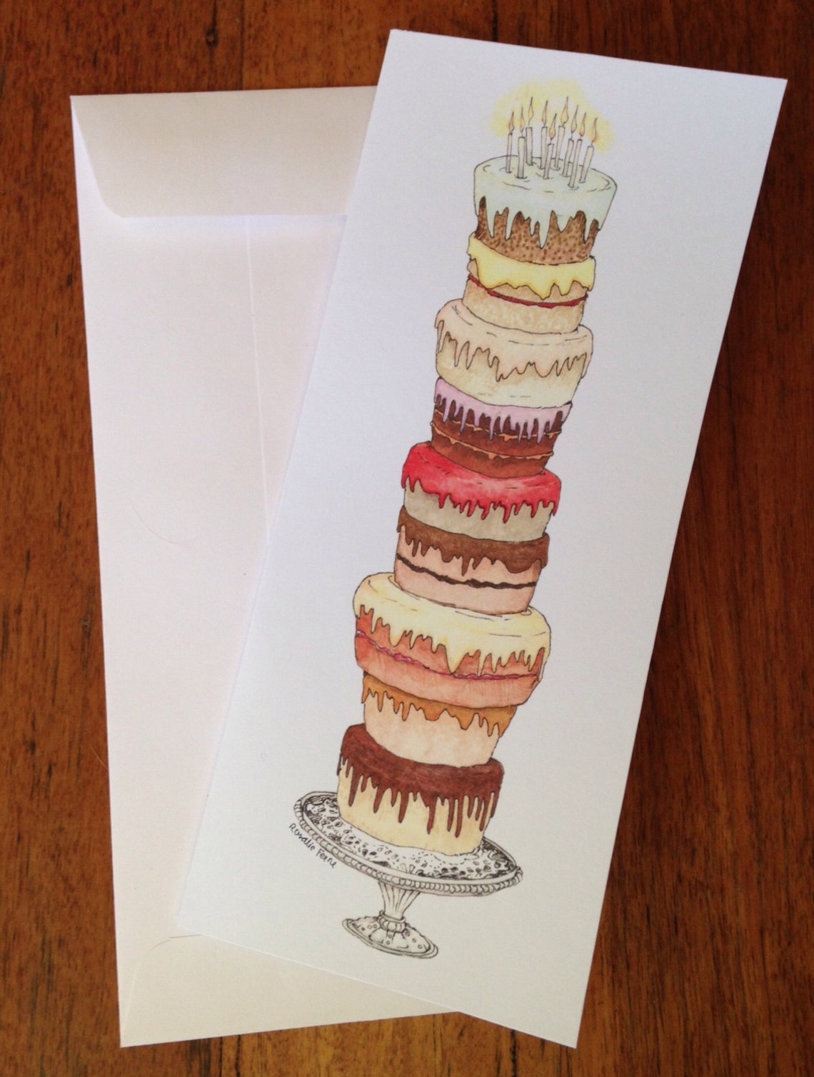 Birthday Card extra tall card with birthday cake stack | Etsy