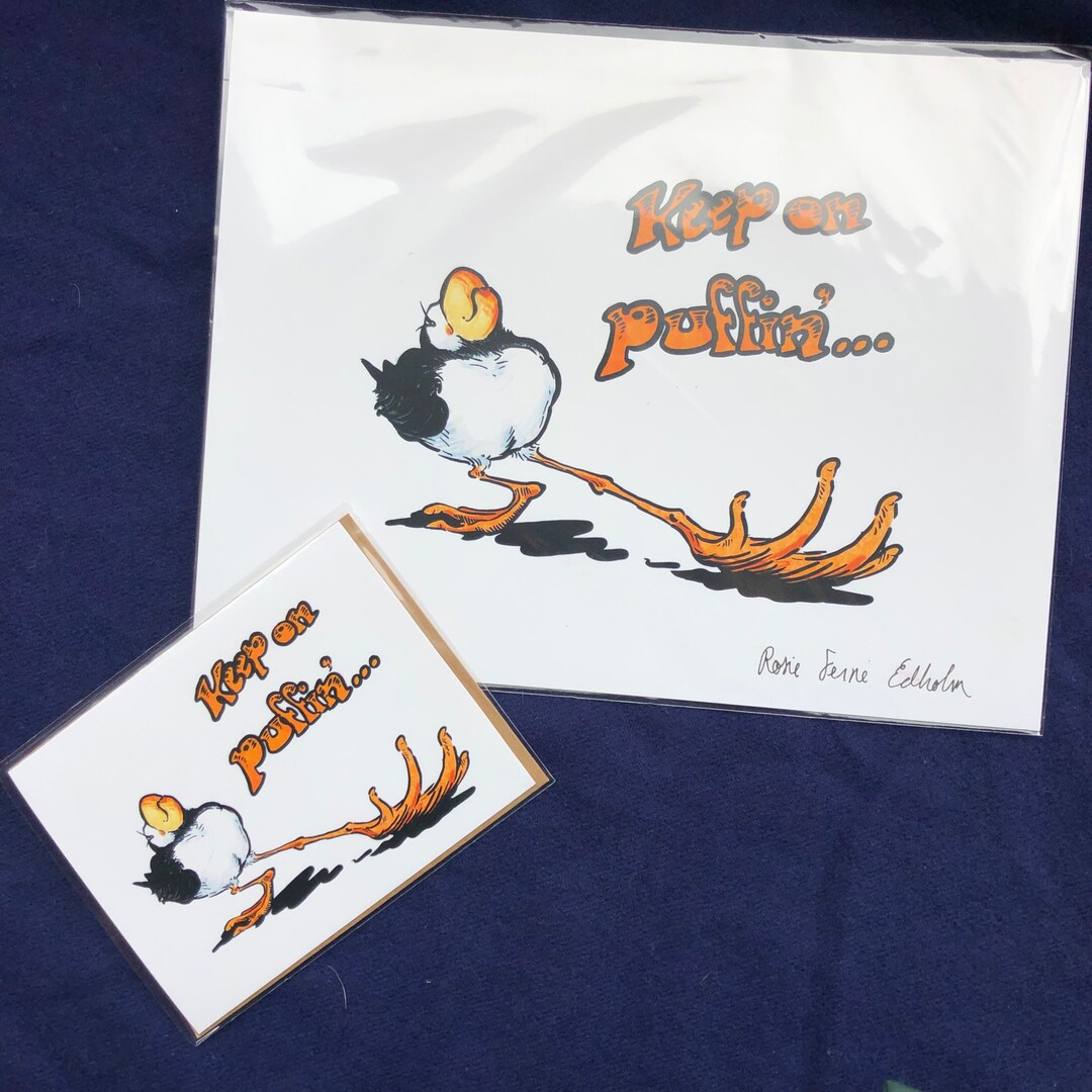 Keep on Puffin Card Original Puffin Comic Artwork by Rosie - Etsy
