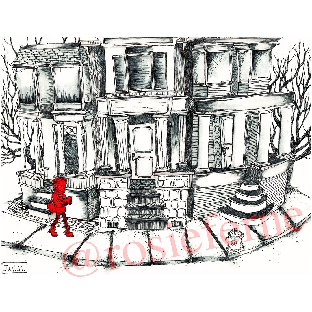 Baltimore Rowhouse Art Print, Original Architecture Drawing ...