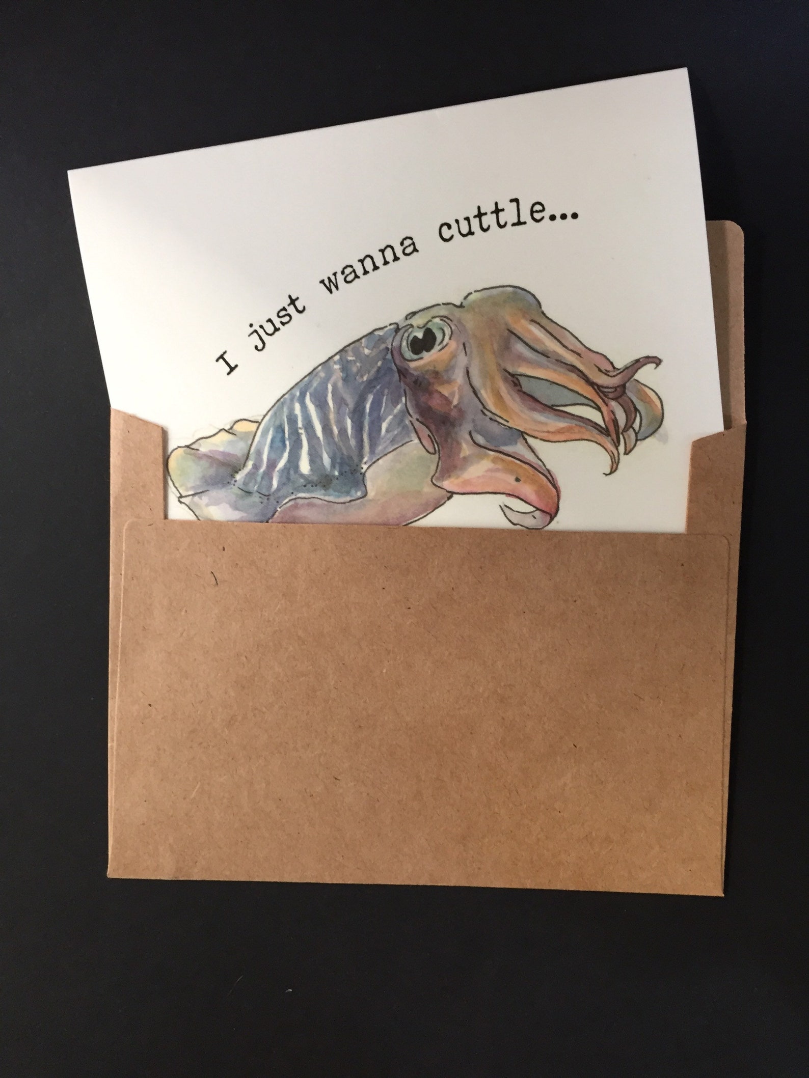 Cuttlefish Card I Just Wanna Cuttle Original Art by Rosie - Etsy