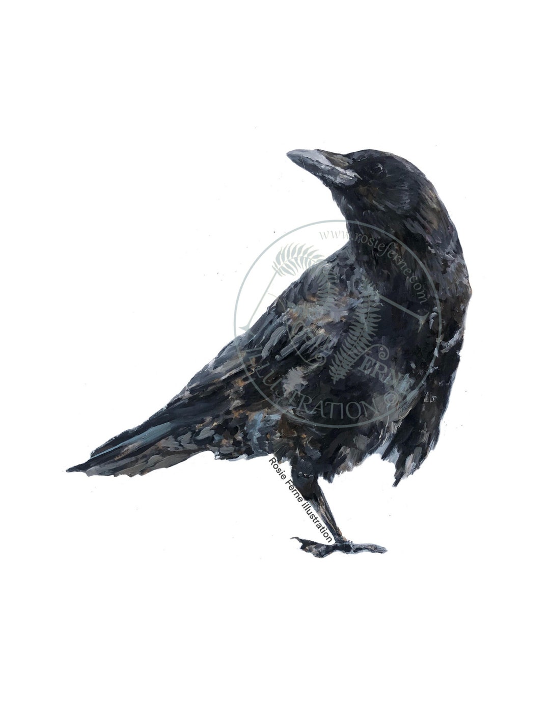Black Crow Fine Art Print - Original Artwork Oil on Panel, Corvid Art ...