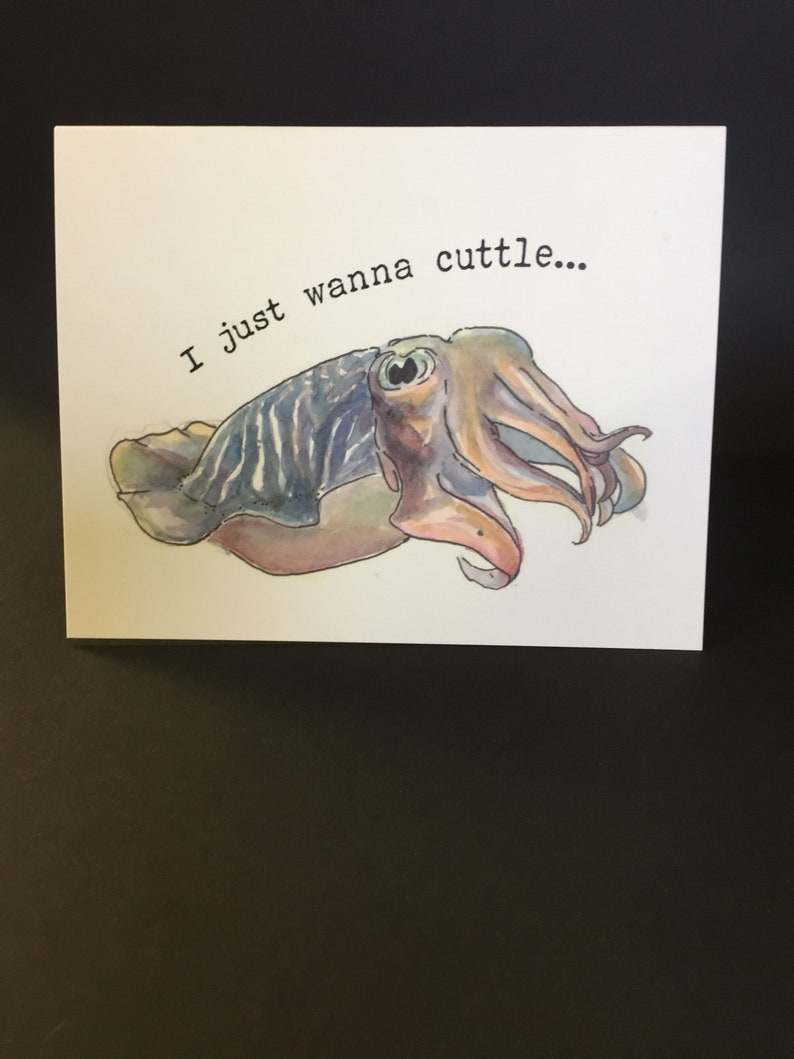 Cuttlefish Card I Just Wanna Cuttle Original Art by Rosie - Etsy