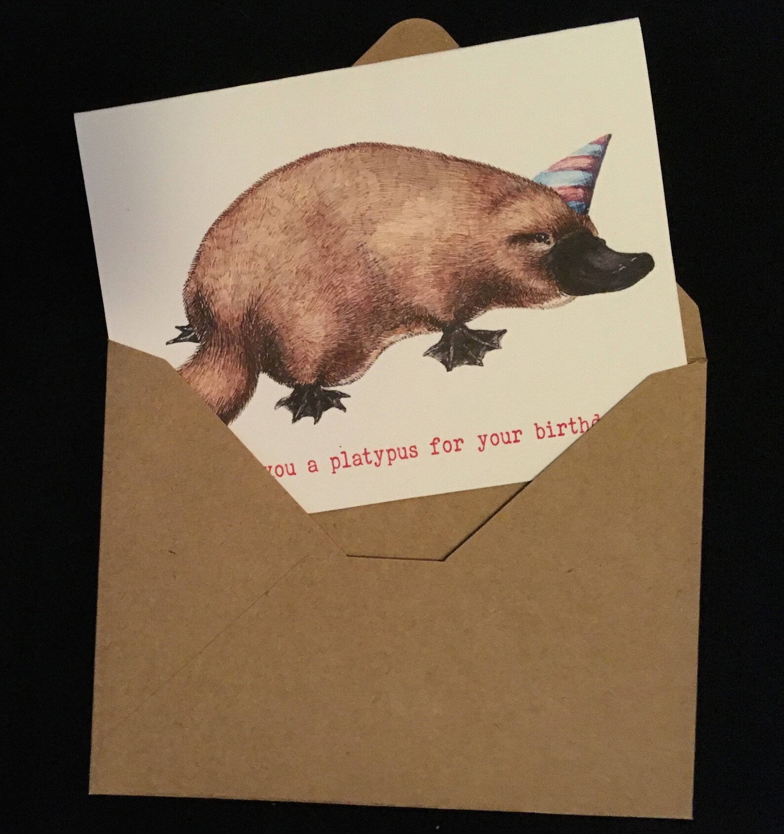 I Got You A Platypus for Your Birthday Card- Funny Birthday Card With ...