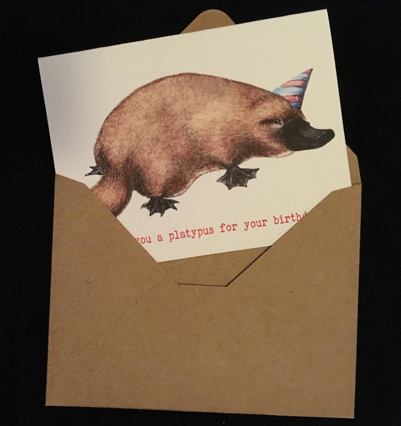I Got You A Platypus For Your Birthday card funny birthday | Etsy