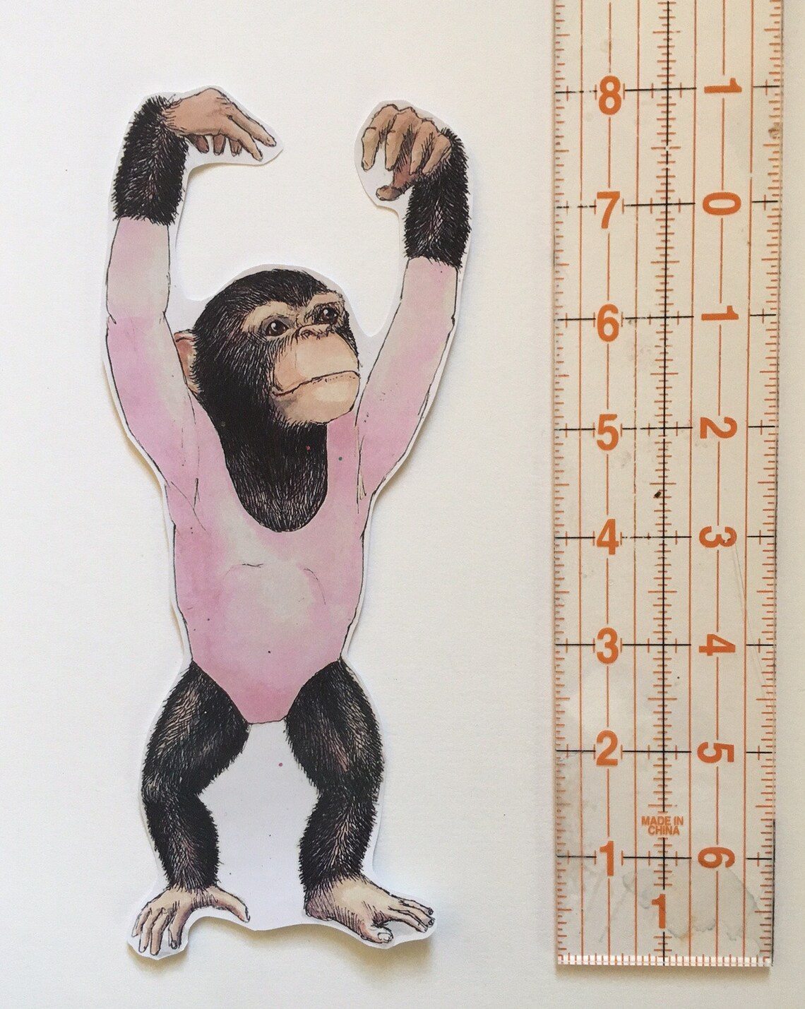Chimp in A Leotard Handmade Vinyl Sticker, Dancing Monkey Ballerina ...