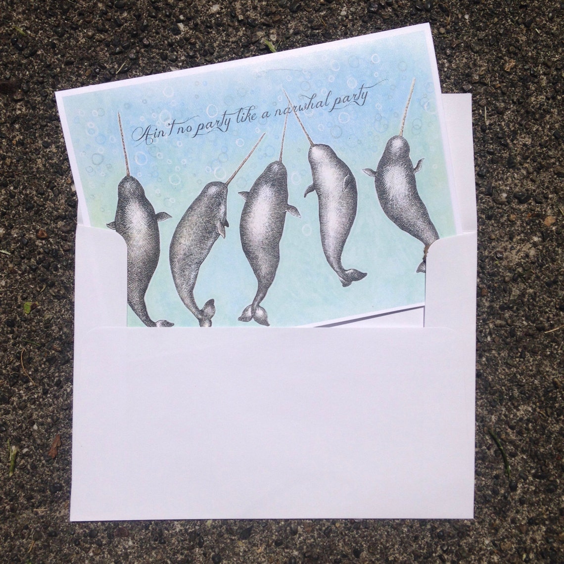 Narwhal Party Birthday or Multipurpose Card, Whimsical Cute Narwhal ...