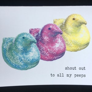 Shout Out to All My Peeps Card, Habdmade Funny Easter Card With Peeps ...