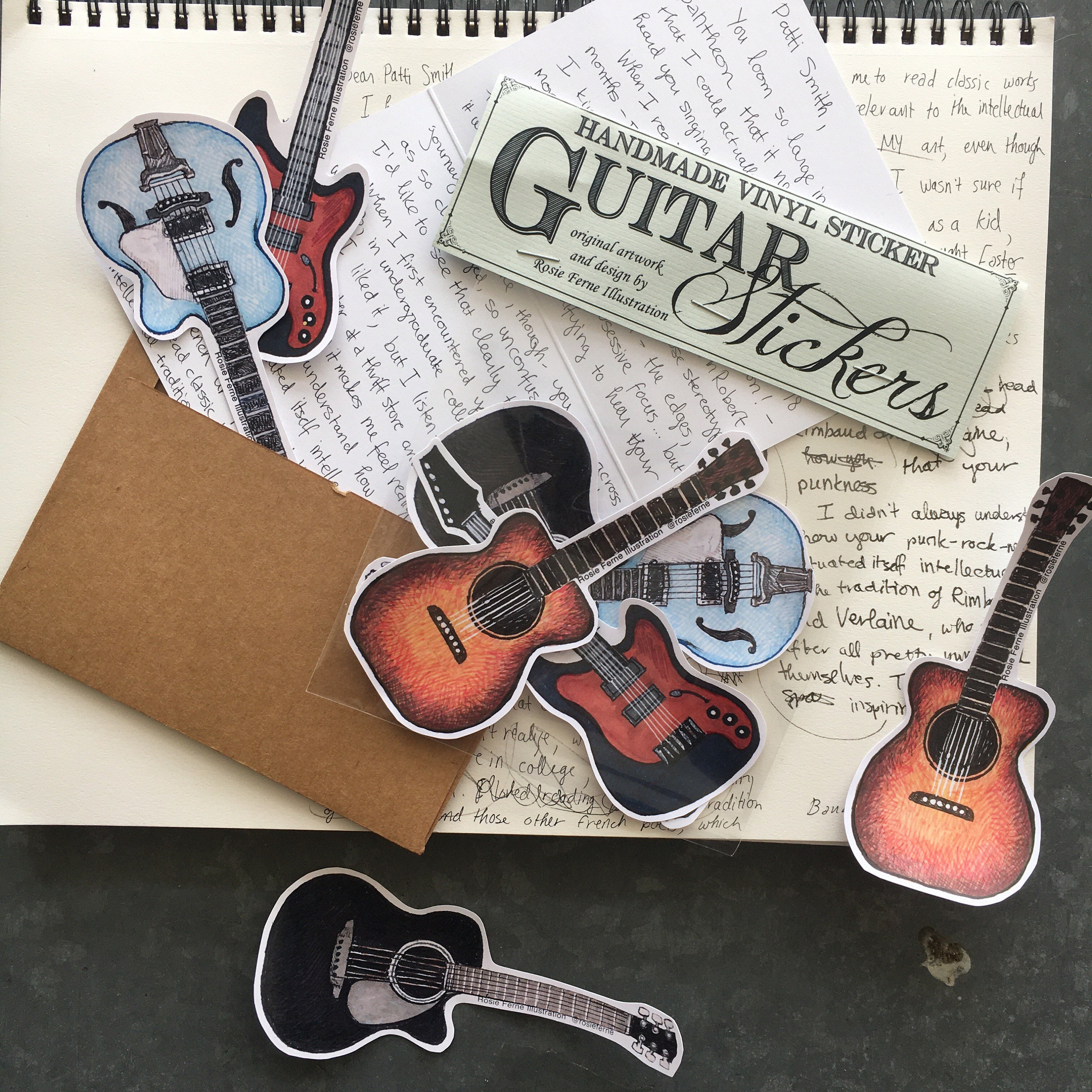 Guitar Sticker Pack 2 Vinyl Stickers With Acoustic Electric - Etsy