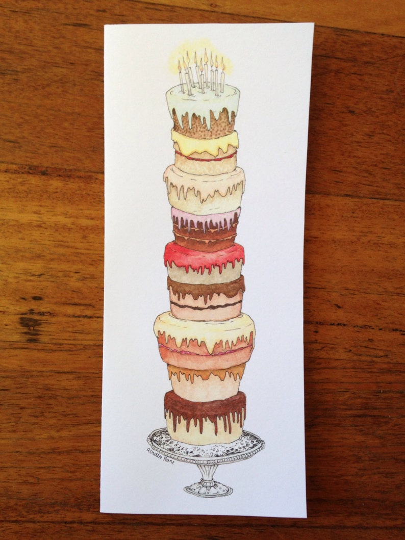Birthday Card extra tall card with birthday cake stack | Etsy
