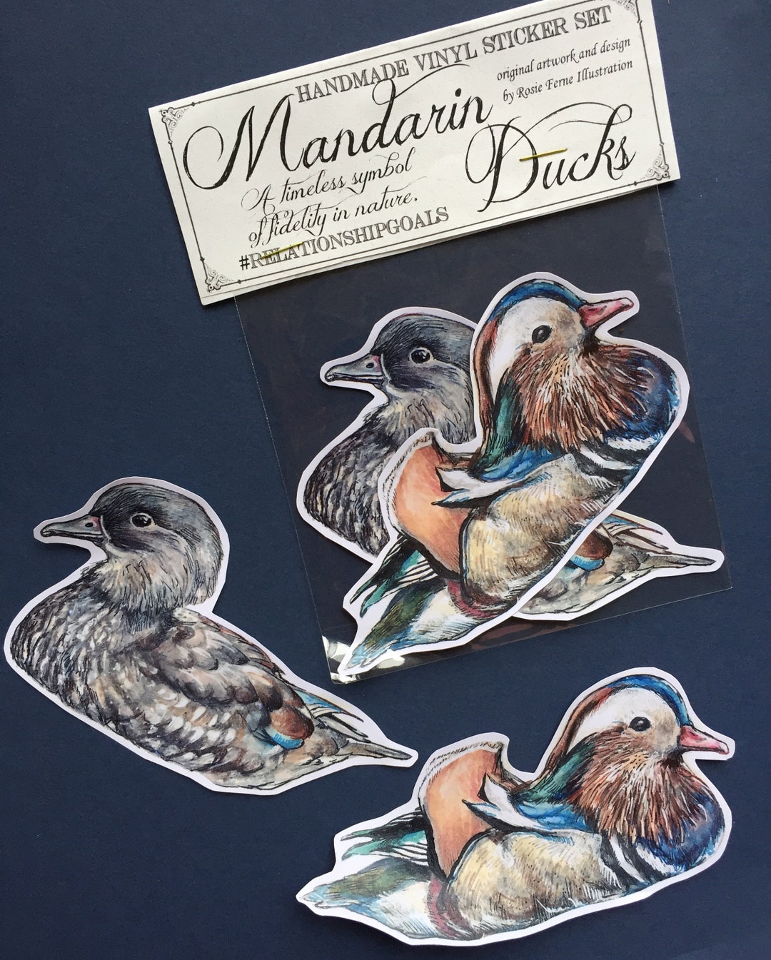 Mandarin Duck Sticker 2 Pack, Male and Female Duck Couple, Couple Gift ...