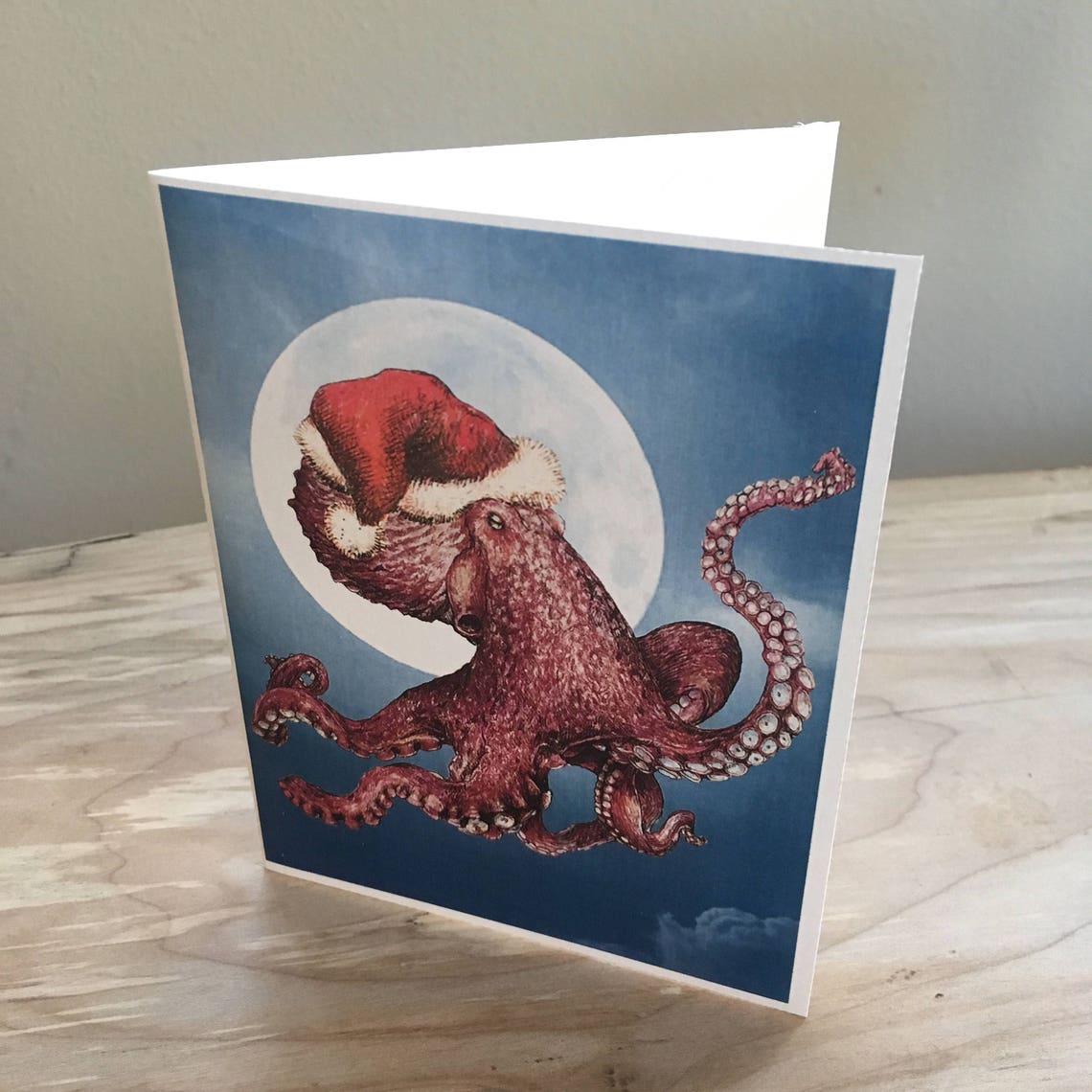 Santa Octopus believe Christmas Holiday Card - Etsy