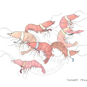 Corporate Prawns Comic Fine Art Print, Original Artwork Cartoon Drawing ...