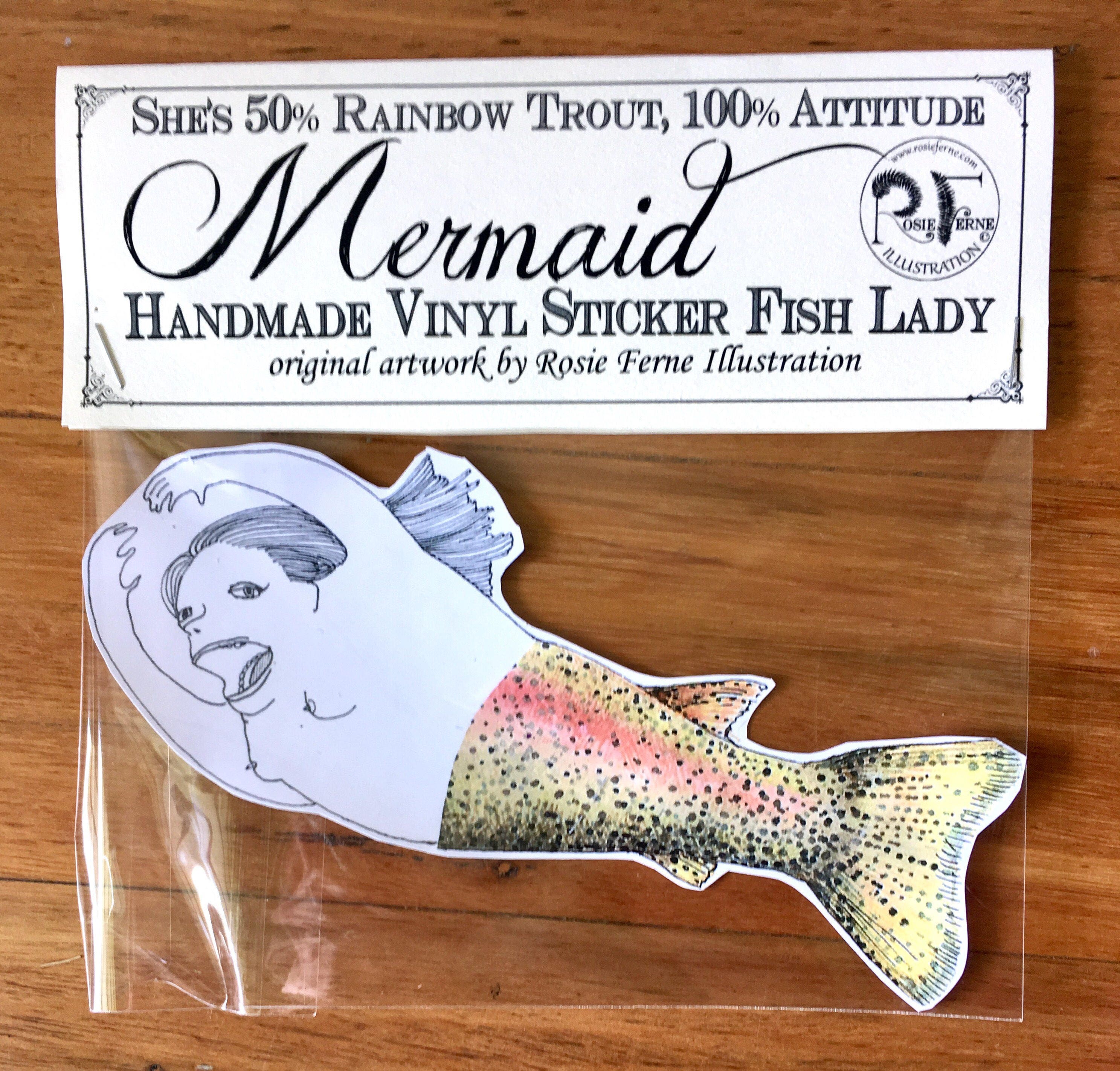 Mermaid Vinyl Sticker, Handmade Giant Sticker With Original Artwork of ...