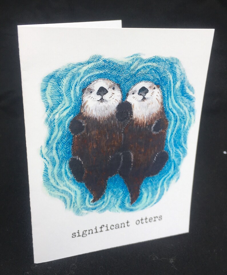 Significant Otters Card Handmade Greeting Card Aigh Original | Etsy
