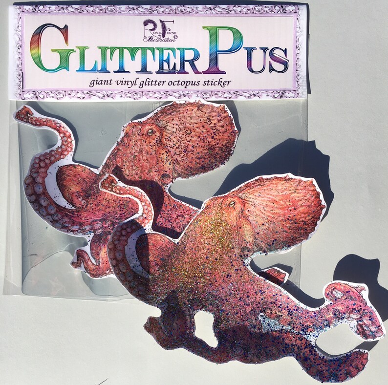 Octopus Sticker- Vinyl Sticker, Pacific Giant Octopus, Handmade ...