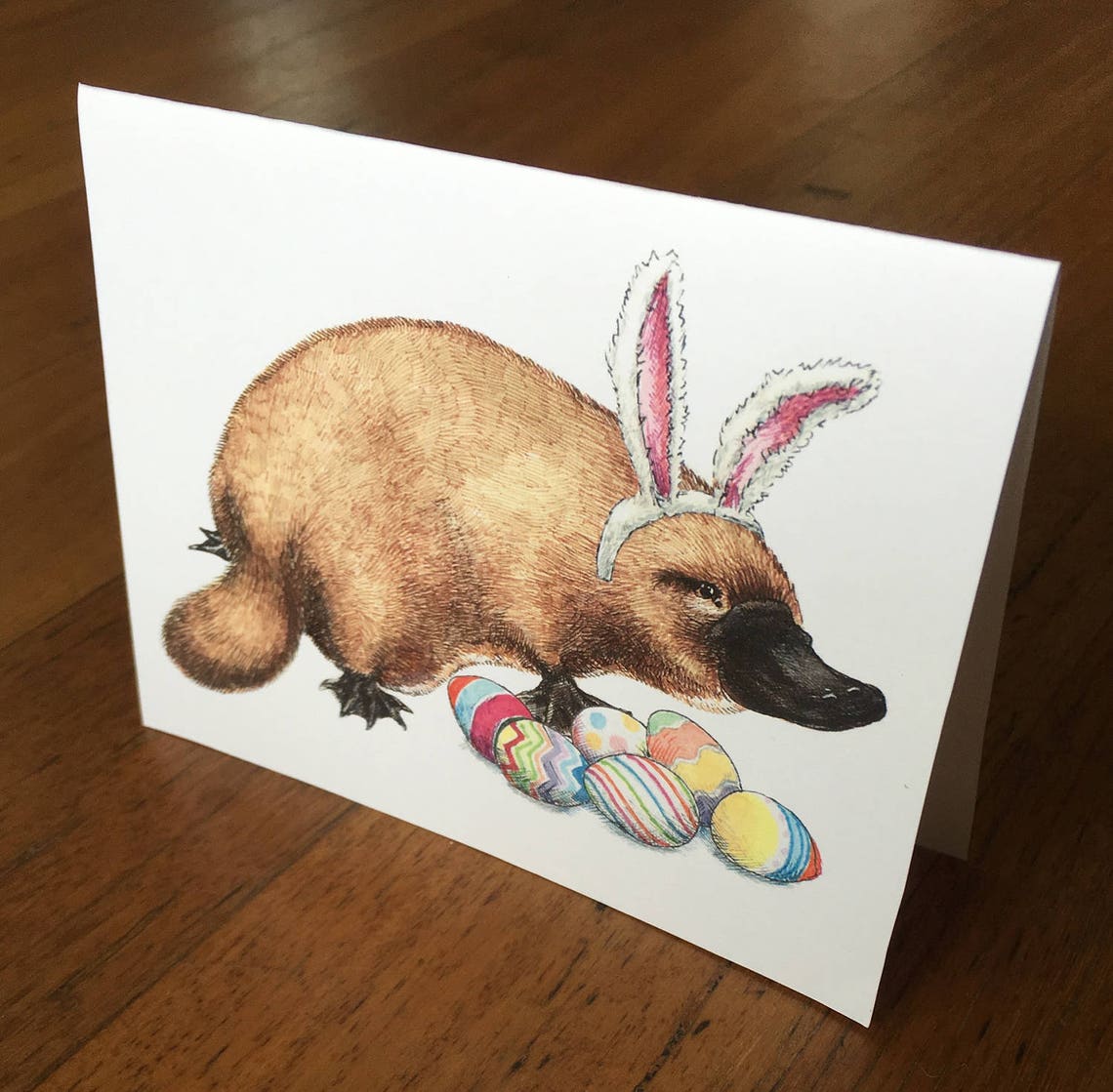 Easter Platypus card Easter card with cute platypus wearing | Etsy