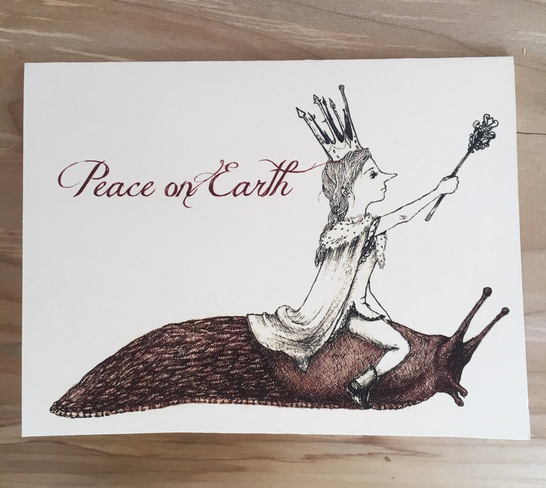 Christmas Slug Queen Holiday Card, "peace on Earth", Cute Slug Snail ...