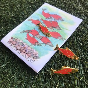Sockeye Salmon Pin, Hard Enamel Lapel Pin With Gold Metal Butterfly ...