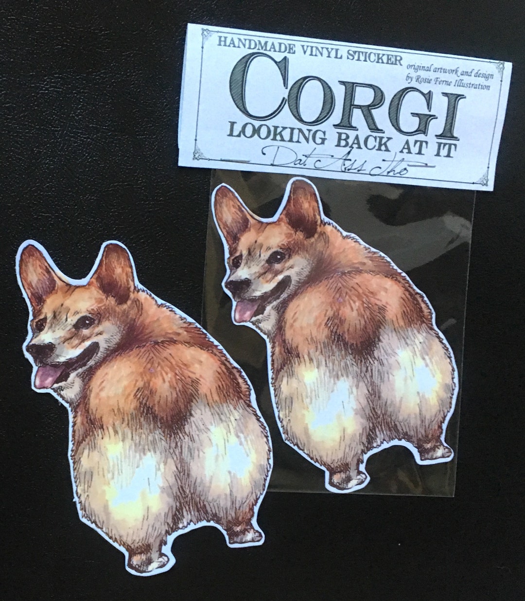 Corgi Looking Back at It Handmade Vinyl Sticker Original Artwork Corgi ...