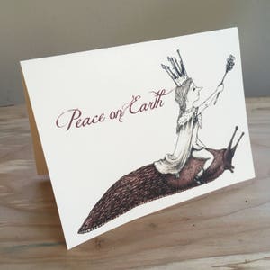 Christmas Slug Queen Holiday Card, "peace on Earth", Cute Slug Snail ...