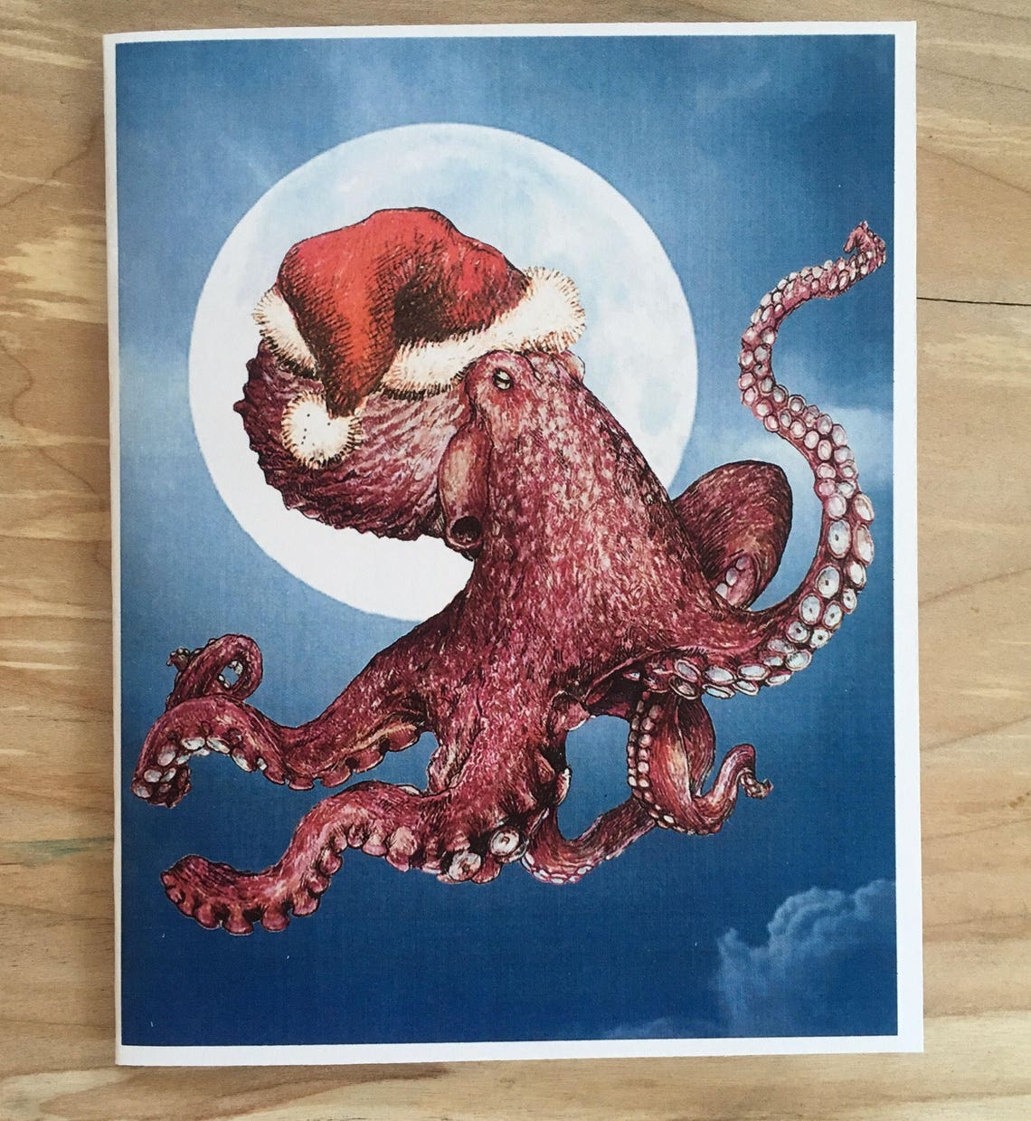 Santa Octopus believe Christmas Holiday Card | Etsy