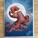 Santa Octopus believe Christmas Holiday Card, Original Illustration by ...