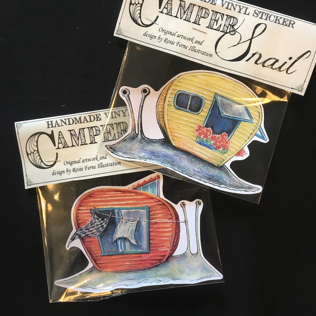 Camper Snail Vinyl Sticker Original Rosie Ferne Illustration Cute Snail ...