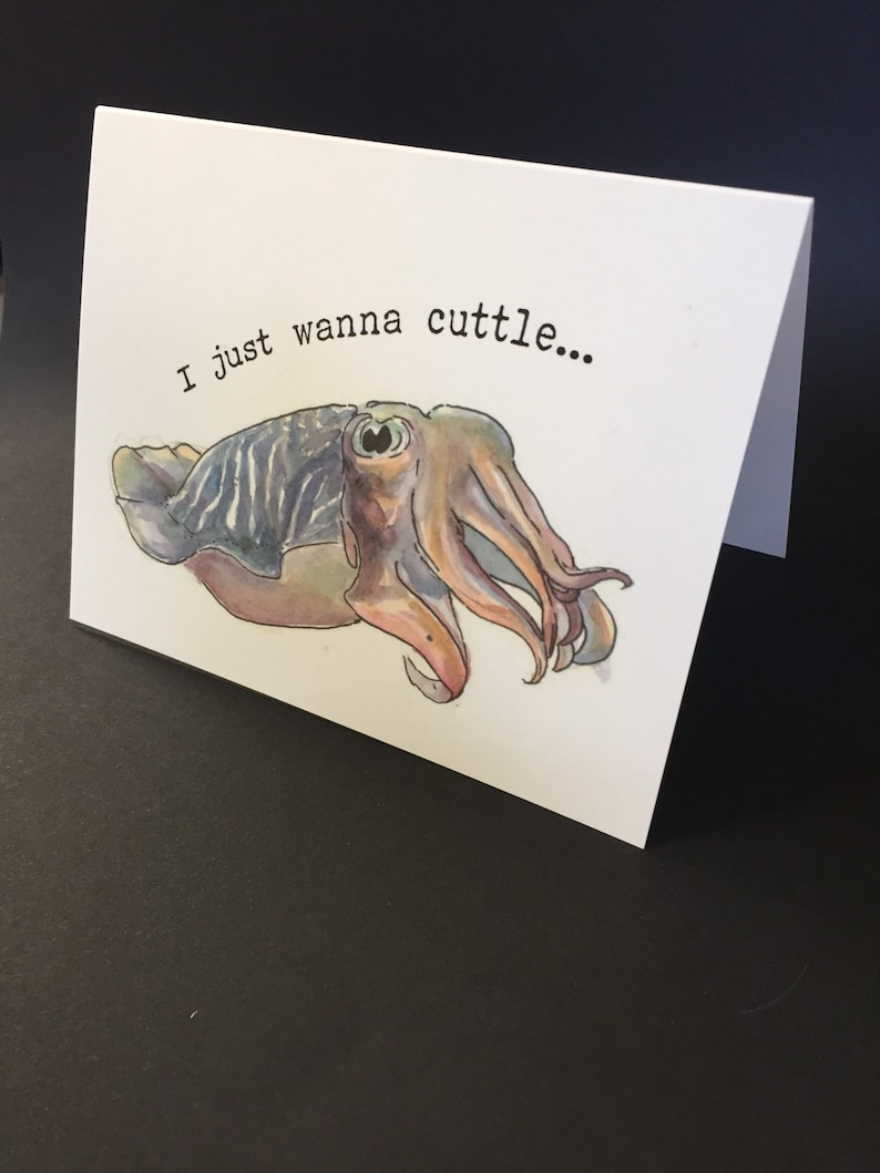 Cuttlefish Card I Just Wanna Cuttle Original Art by Rosie - Etsy