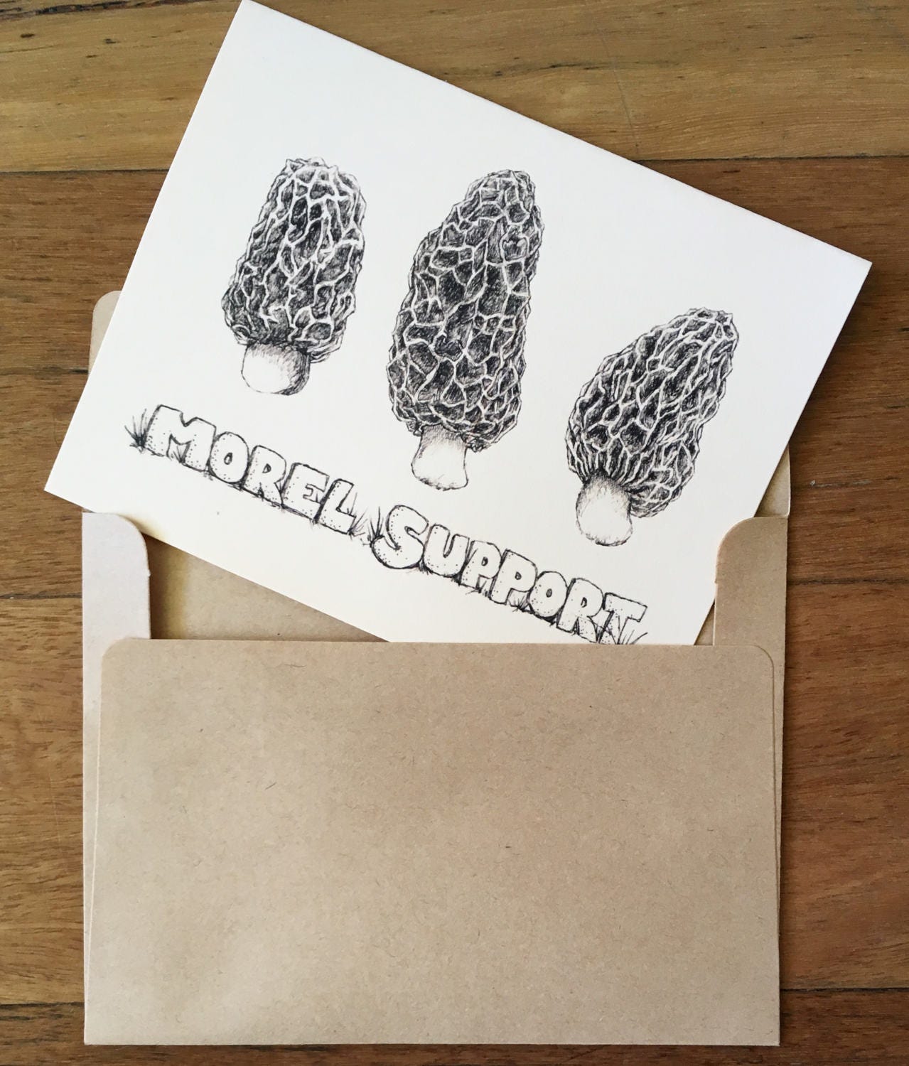 Morel Support Card With Mushroom Illustration, Moral Support Friendship ...