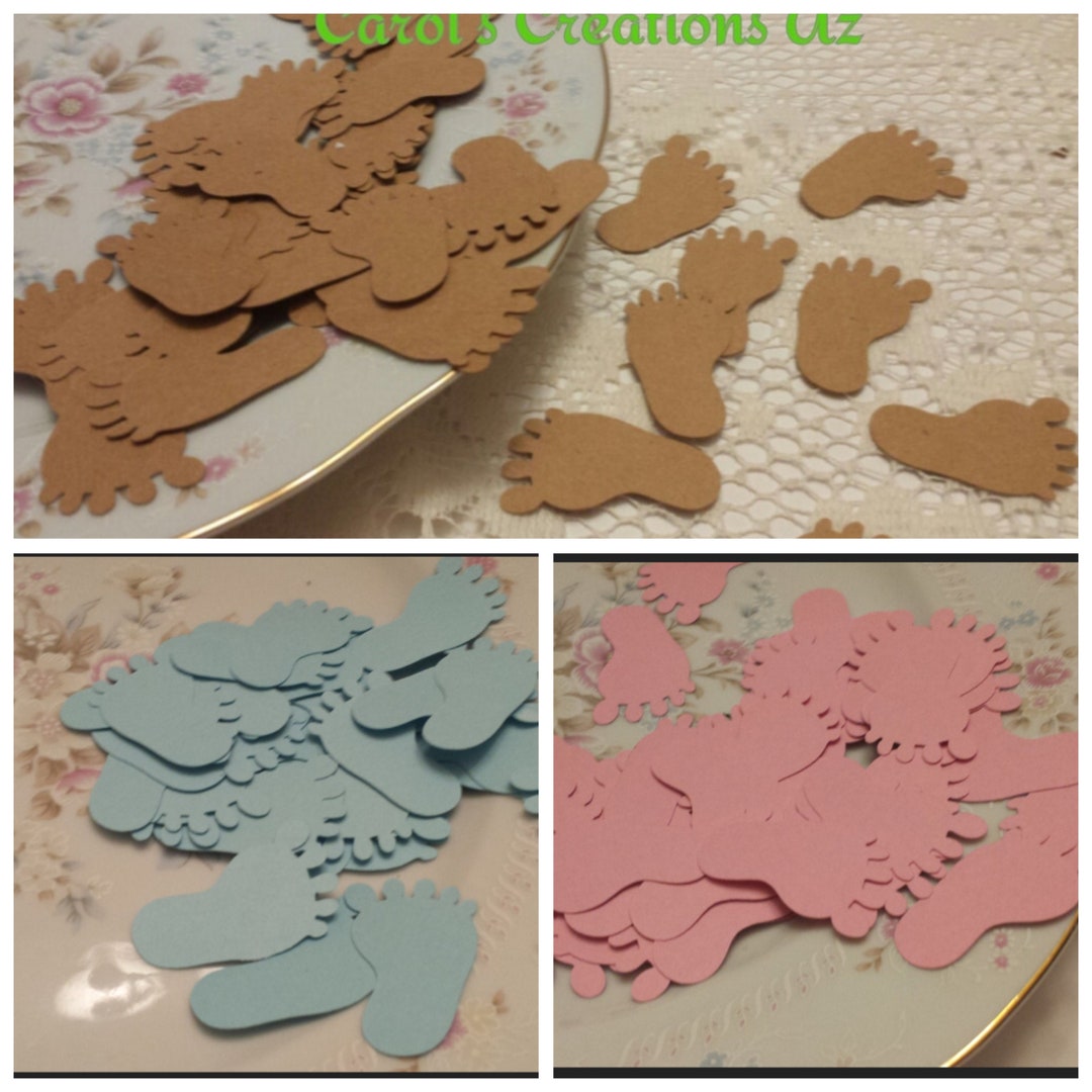 50 Baby Feet Die Cuts / Baby Shower Die Cuts / Kraft Paper Baby Feet ...