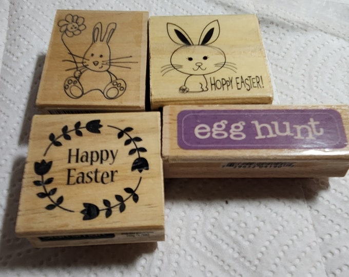 Easter Stamps / Rabbit Stamps / Bunny Stamps / Wood Stamp / Rubber ...