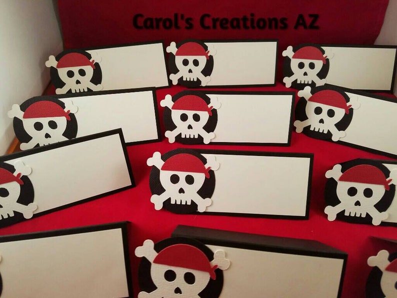 12 Pirate Place Cards / Skull and Cross Bones Place Cards / Pirate ...