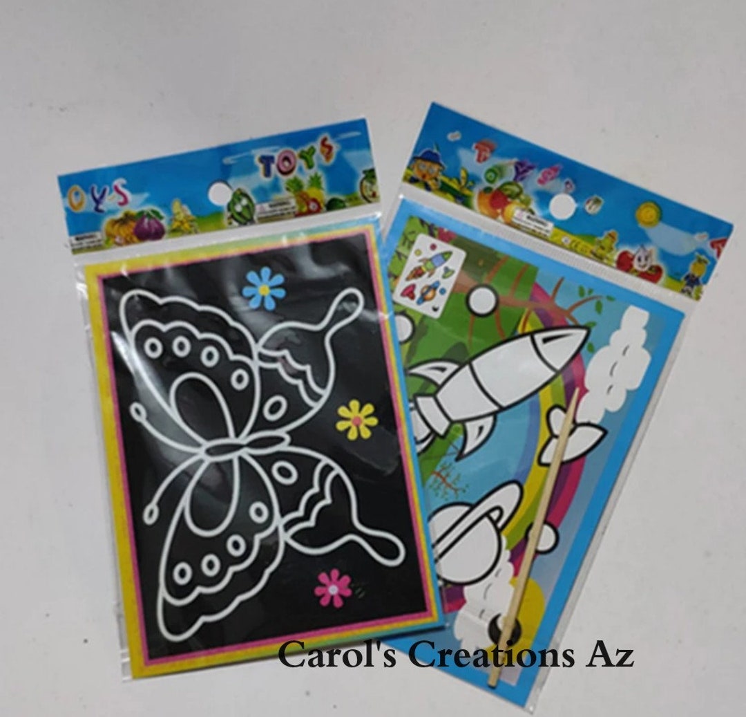Scratch Coloring Cards / 2 Piece Coloring Cards / Scratch Art ...