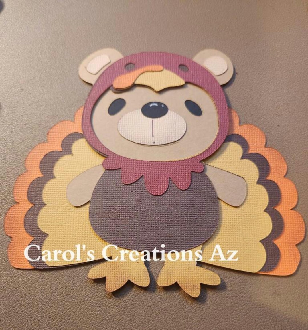 Turkey Teddy Bear Die Cut / Thanksgiving Teddy Bear Die Cut / Bear Die ...
